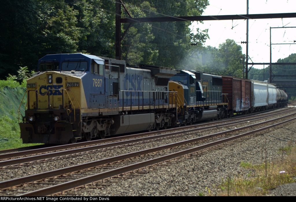 CSX C40-8W 7687 leads Q418-21